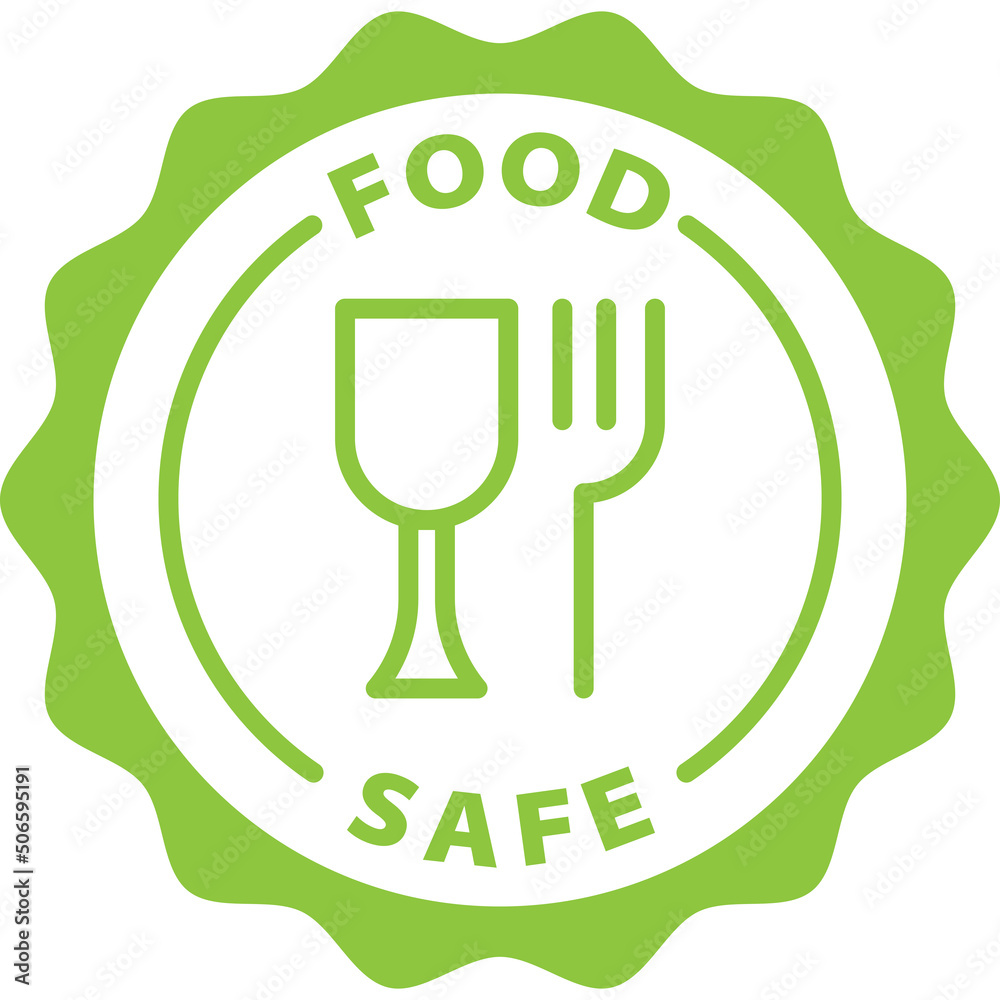 food safe green stamp outline badge icon label isolated vector on ...