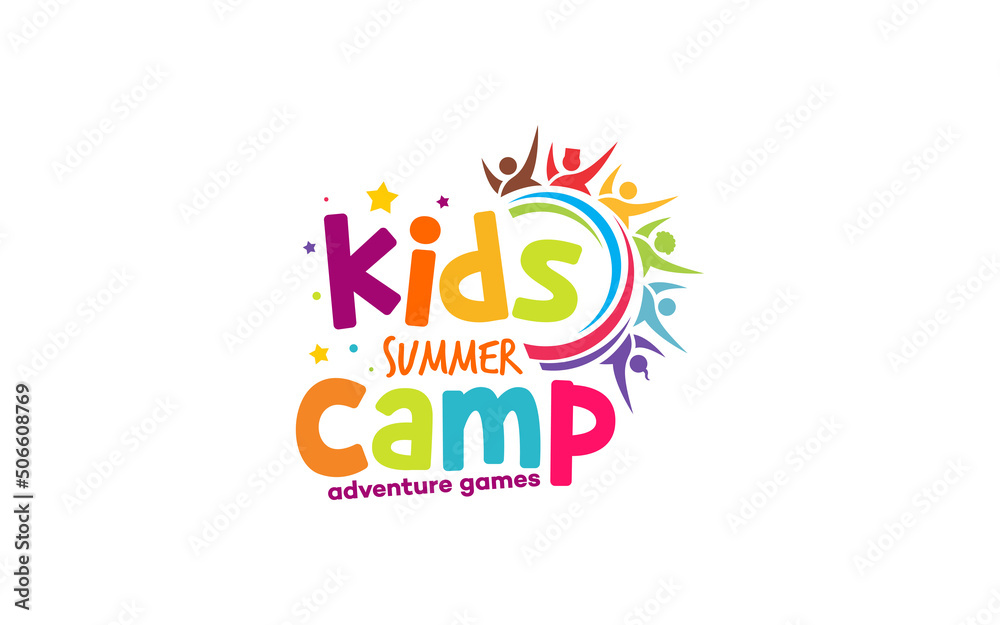 Illustration vector graphic of kids summer camp colour full logo design ...