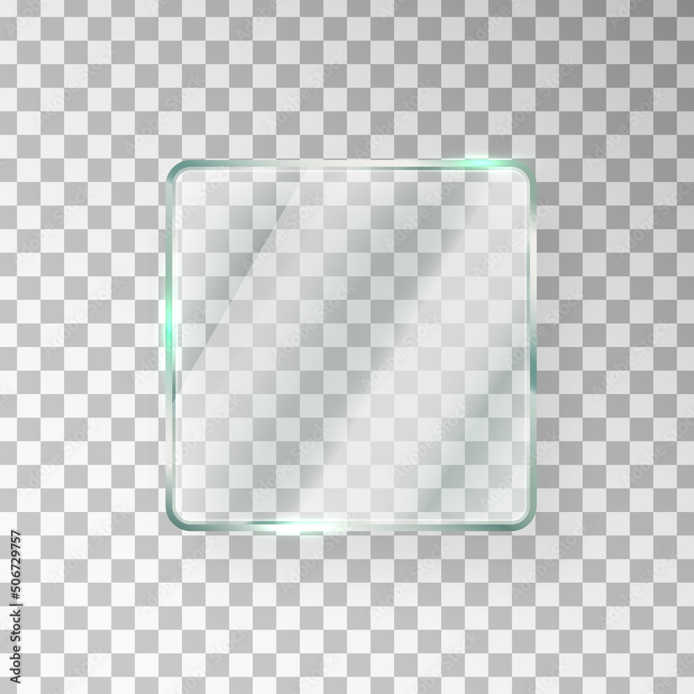 Glass square window texture. Gloss screen effect. Plastic plate mockup ...