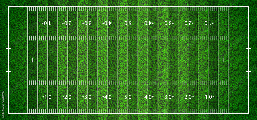 Realistic American football field background top view with grass ...