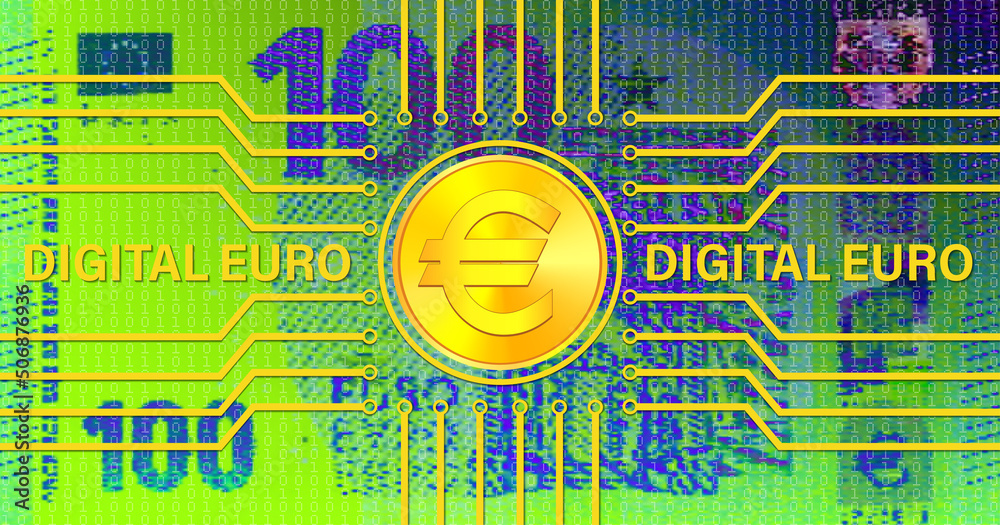 Vector financial futuristic banner. A round gold coin and a stylistic ...