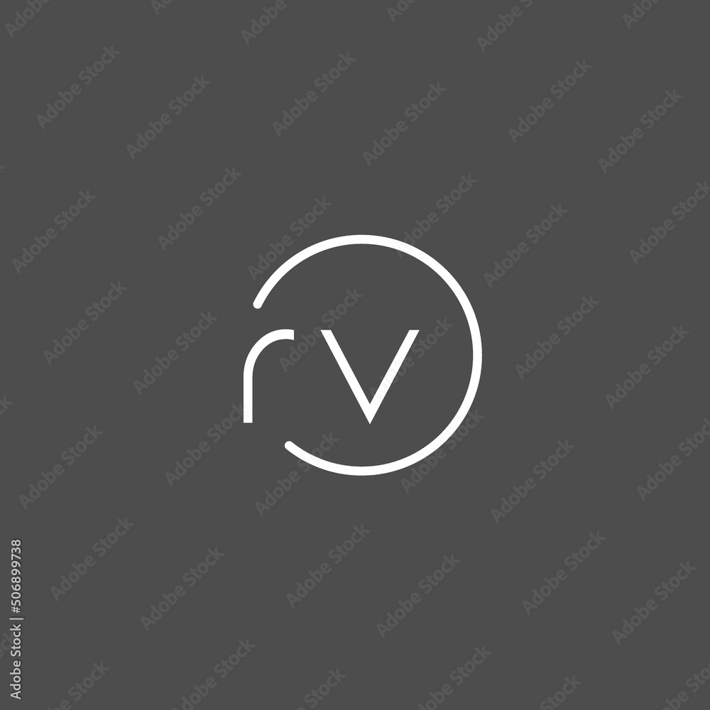 Letter RV logo monogram with circles line style, simple but elegant ...