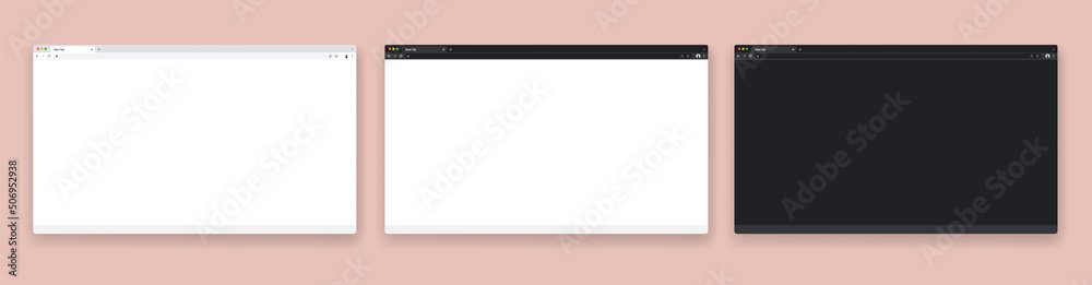 Realistic web browser windows - Vector illustration of blank internet ...