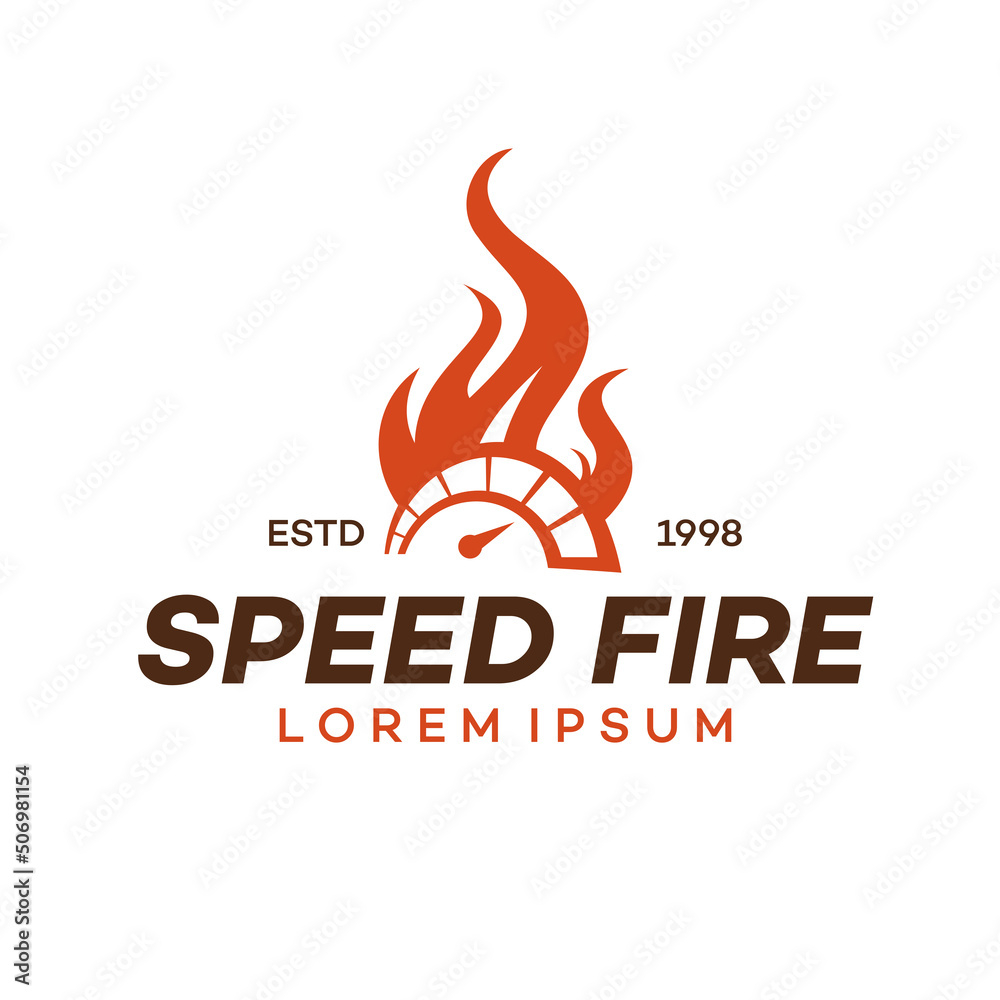 Speed Fire logo design vector. Fast Speedometer logo design template ...