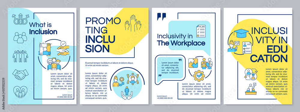 Stock-Vektorgrafik „Inclusion blue and yellow brochure template ...