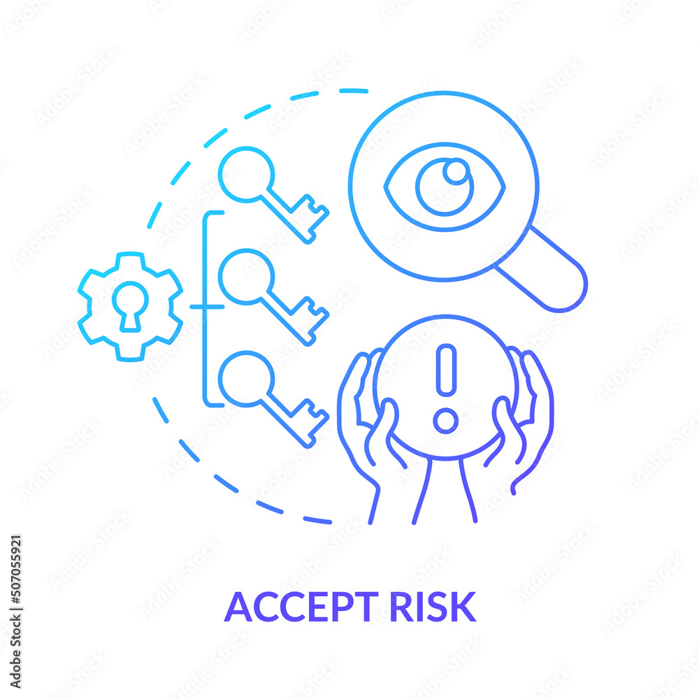 Accept risk blue gradient concept icon. Risk management step abstract ...
