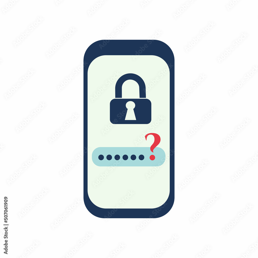 Forgot the password to unlock the phone, to log in. Vector illustration ...