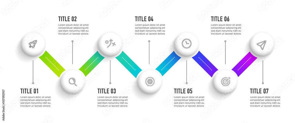 Timeline infographic design with 7 options or steps. Infographics for ...