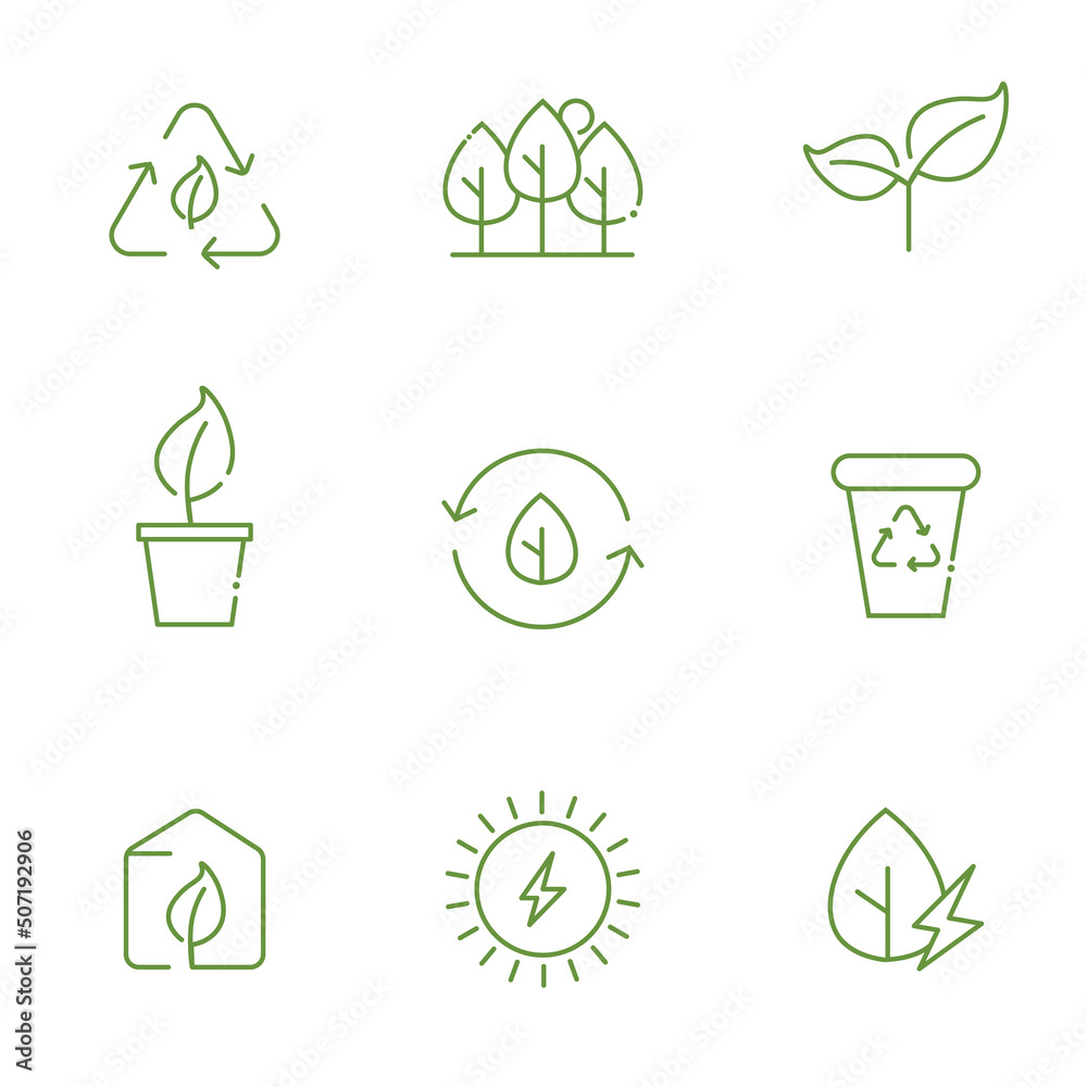 Set of ecological, environmental and can be used thin line icons for ...