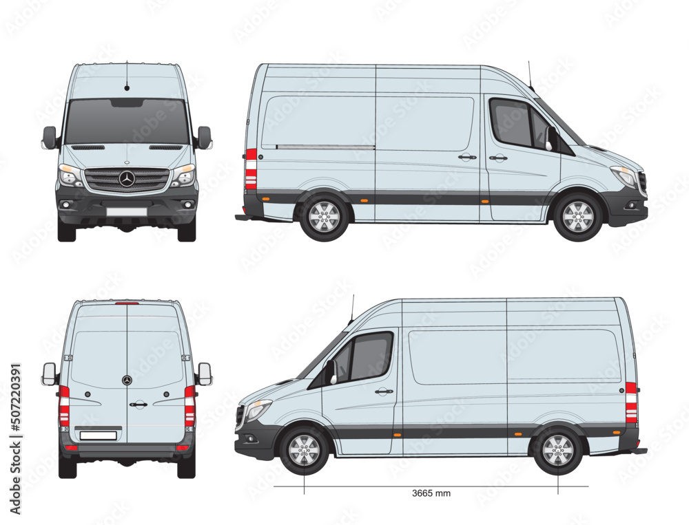 Delivery van Mercedes Benz Sprinter 2017 template Stock Vector | Adobe ...