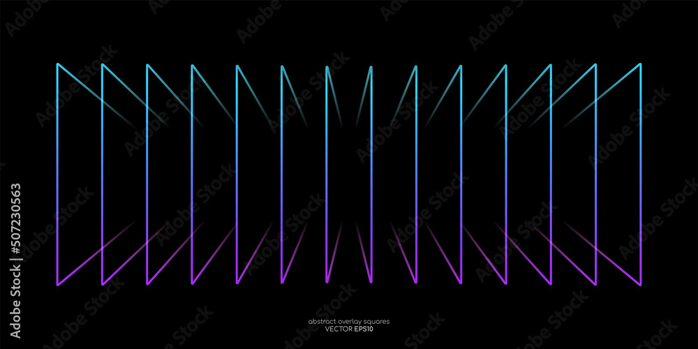 Abstract perspective rectangles line frame overlay pattern by colorful ...