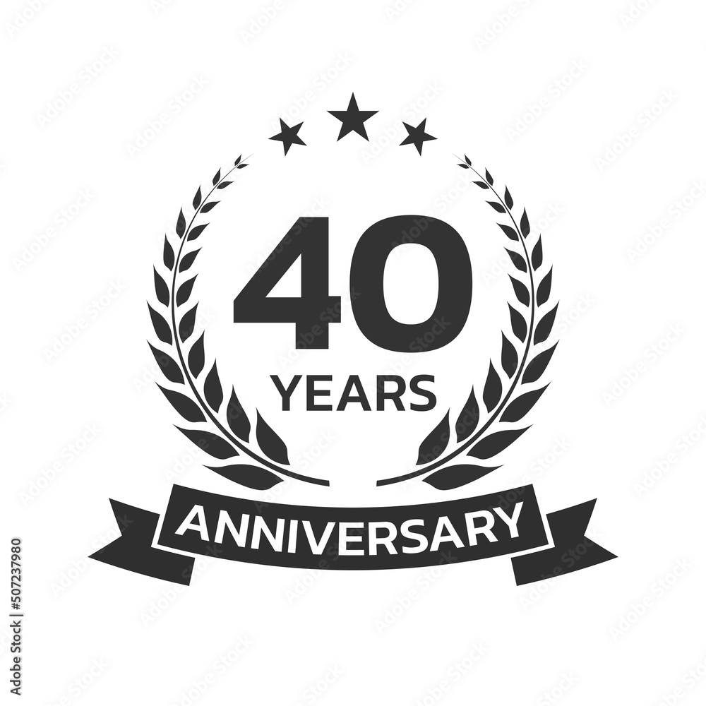 Stock-Vektorgrafik „40 years anniversary laurel wreath logo or icon ...