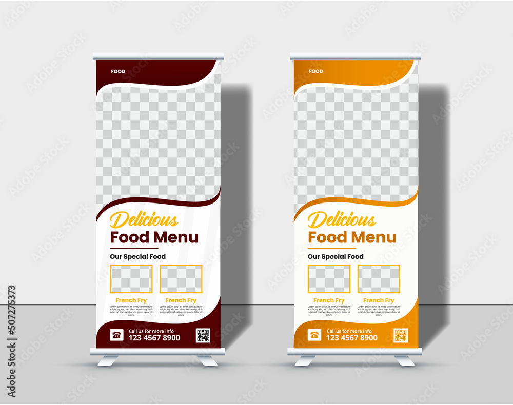restaurant menu and food rollup banner design template Premium Vector ...