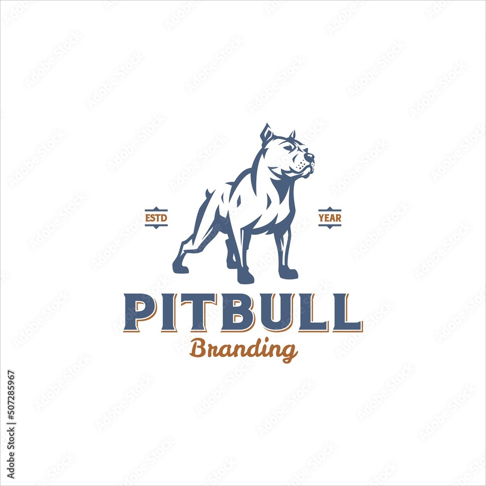 Dog Pit Bull Logo Design Vector Image Stock Vector | Adobe Stock