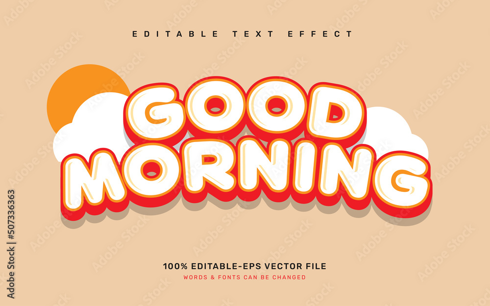 Good morning editable text effect template Stock Vector | Adobe Stock