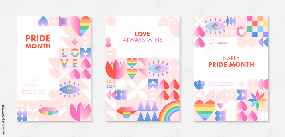 Pride month poster templates.LGBTQ+ community vector illustrations in ...