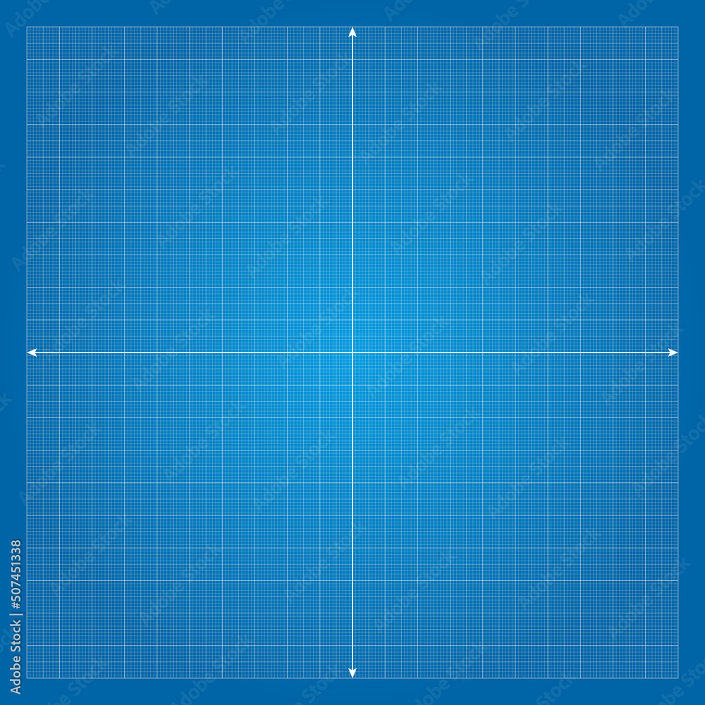 Vector illustration blue plotting graph paper grid isolated on blue ...