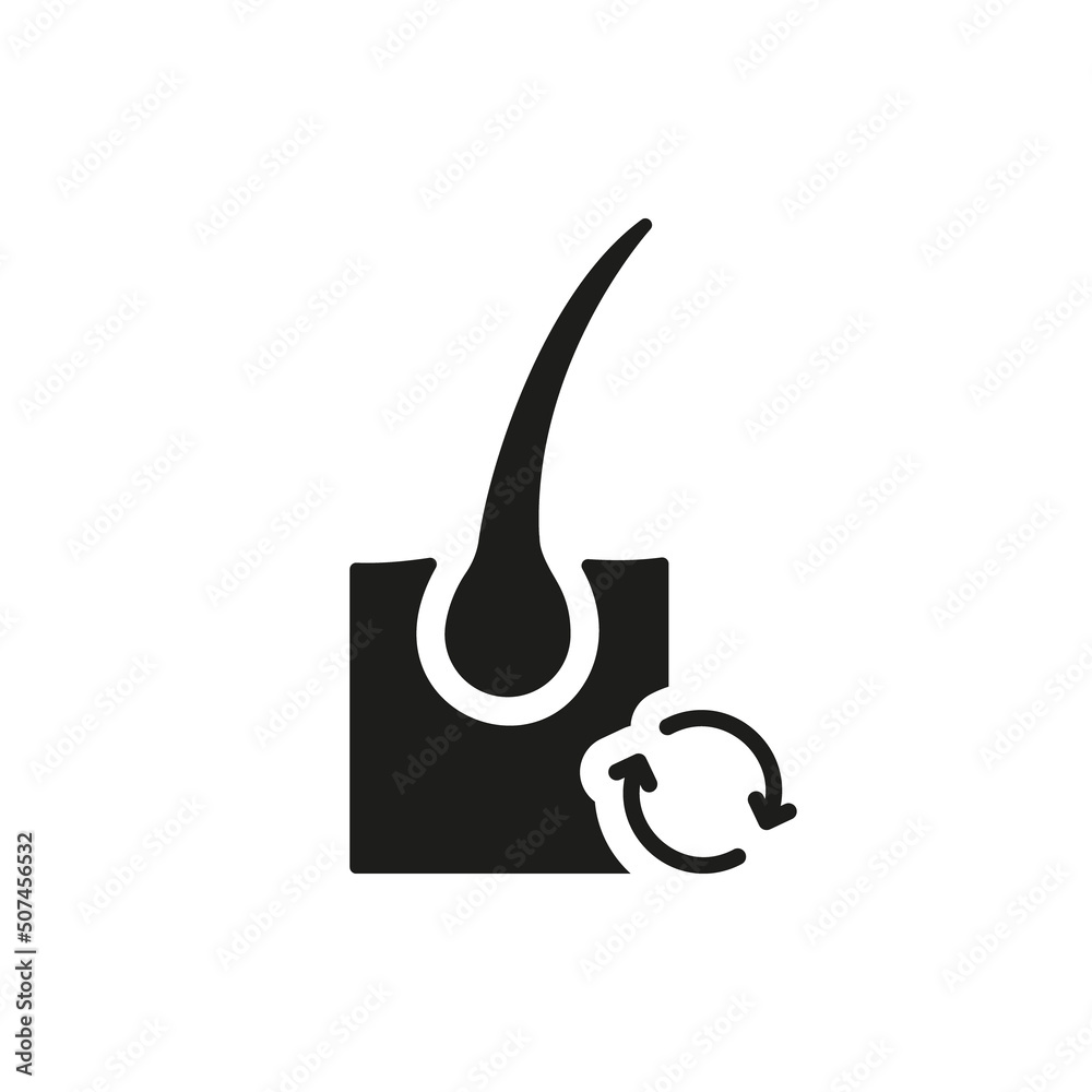 Hair Replacement Concept Silhouette Icon. Follicle and Hair Bulb ...