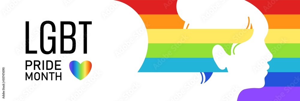 LGBTQ banner for Pride Month. Graphic gradient elements for festival or ...