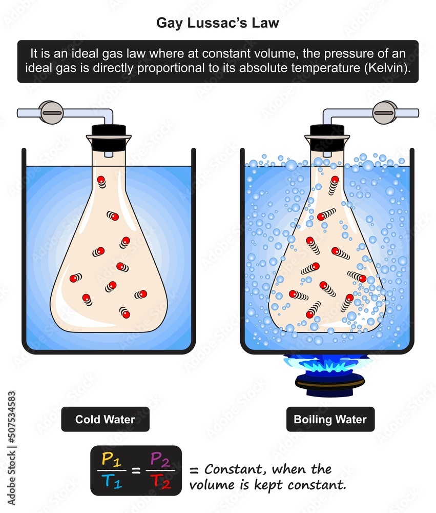 Vektor Gay lussac law infographic diagram example ideal gas constant ...