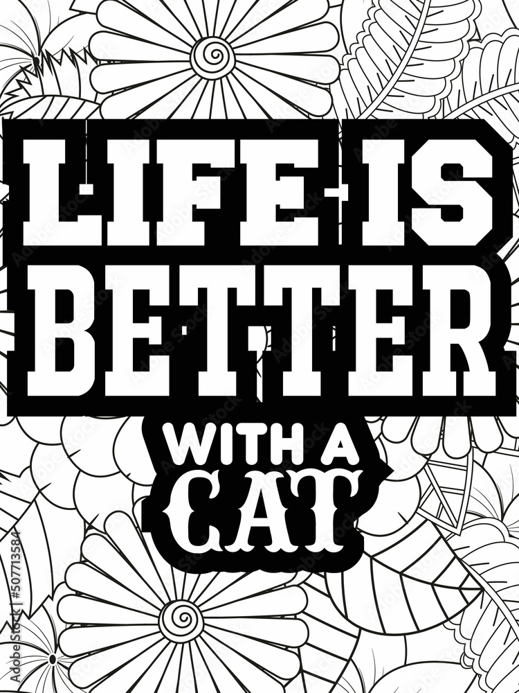 Cat coloring page. Coloring quote. Vector illustration. Stock Vector ...