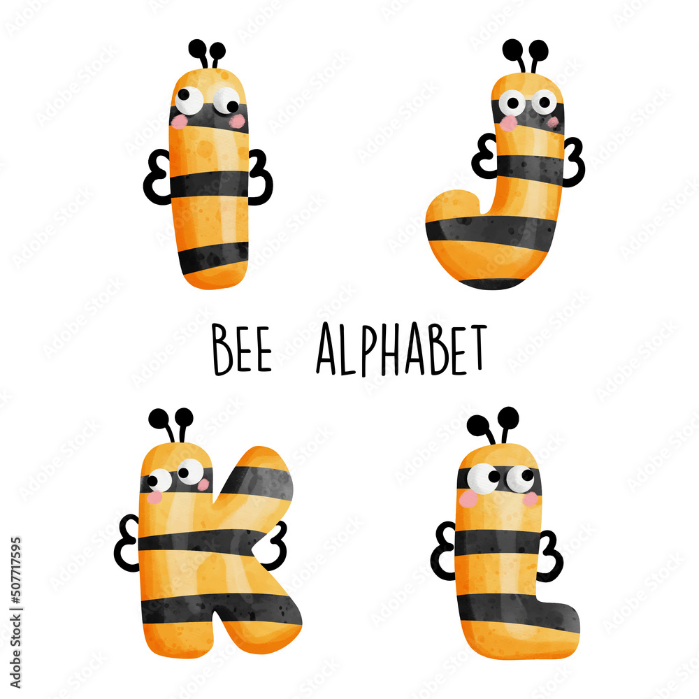 Bee alphabet,bee font. Vector illustration Stock Vector | Adobe Stock
