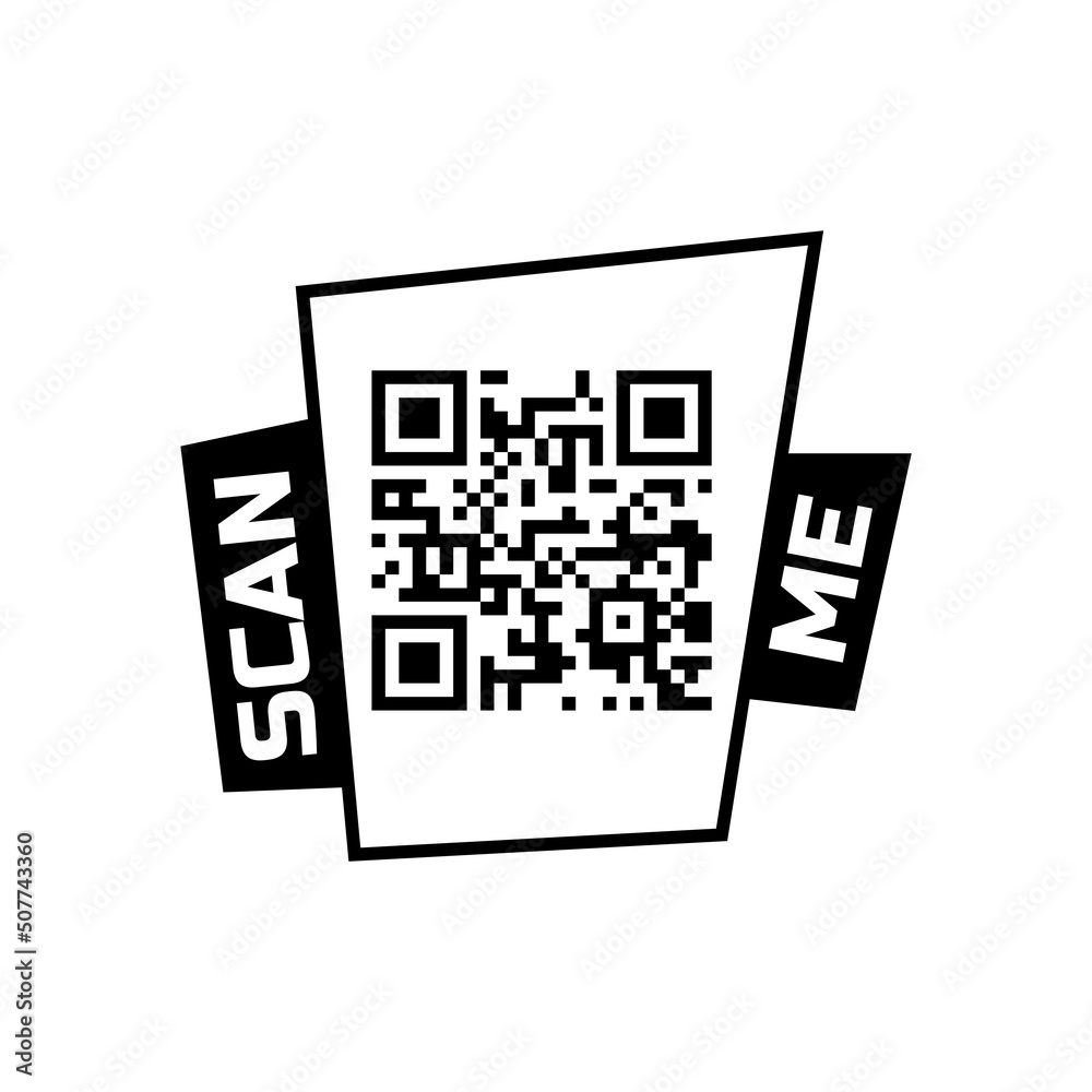 Scan me qr code icon for smartphone. Frame quick barcode app design ...