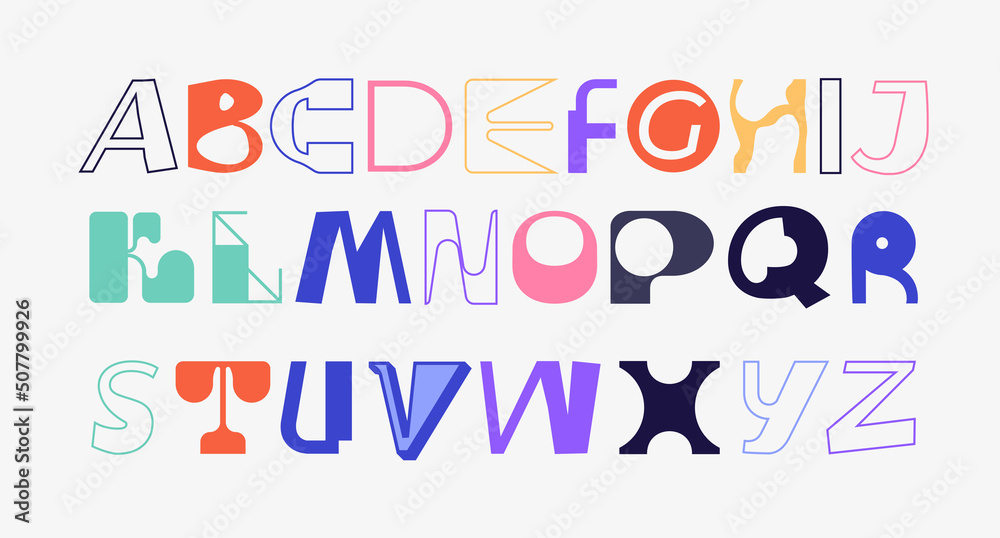 Vetor Large set of random letter shapes. English alphabet from ...