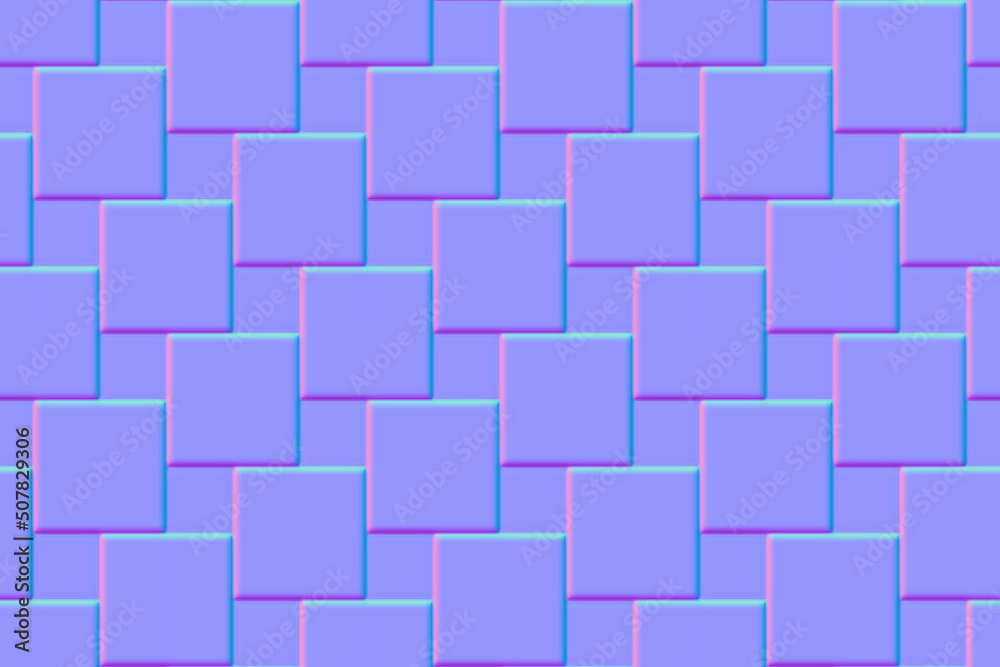 Normal map seamless pattern of pavement with square blocks. Bump ...