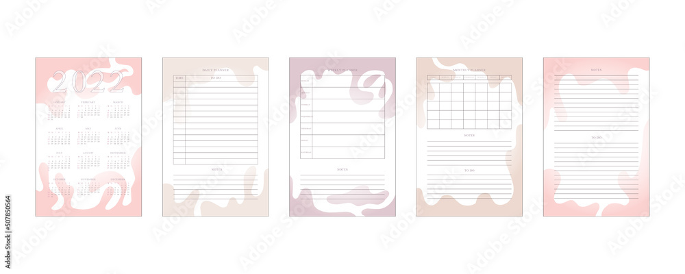 2022 calendar and daily weekly monthly planner to do list with delicate ...