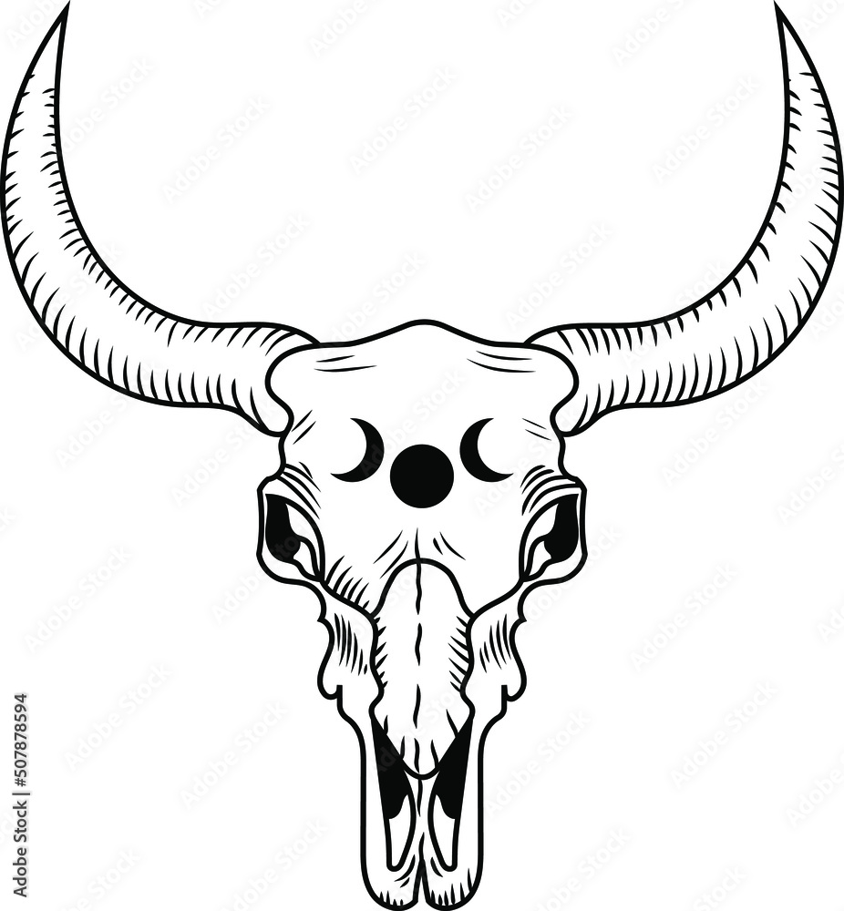 Vector de Stock Skull of a cow, buffalo. Skull silhouette. Mystical art ...