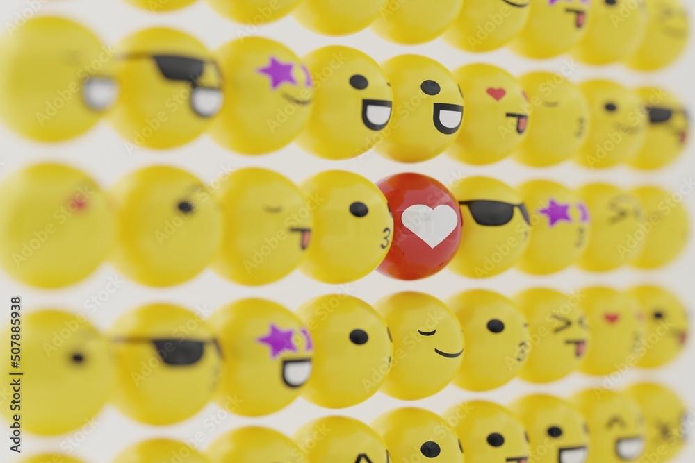 Set of different emoticons. Social media concept, using emoticons among ...