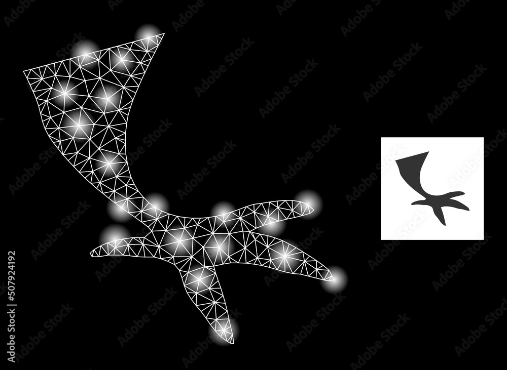 Flare network bird foot constellation icon with light spots ...