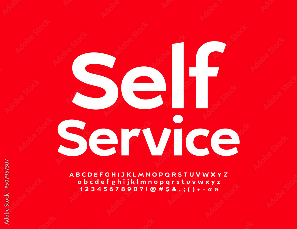 Vector modern emblem Self Service. White minimalist Font. Stylish set ...