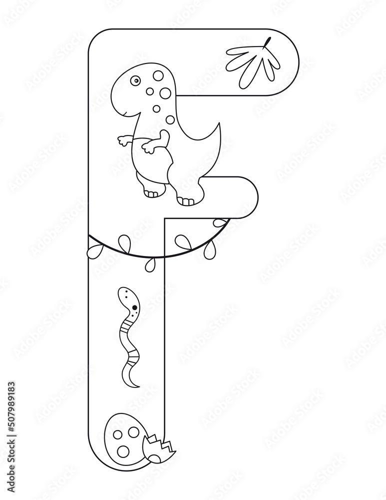 Dinosaur Coloring Page printable for children. Kids Alphabet, Font ...