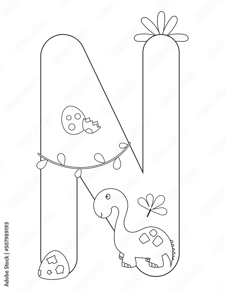 Dinosaur Coloring Page printable for children. Kids Alphabet, Font ...