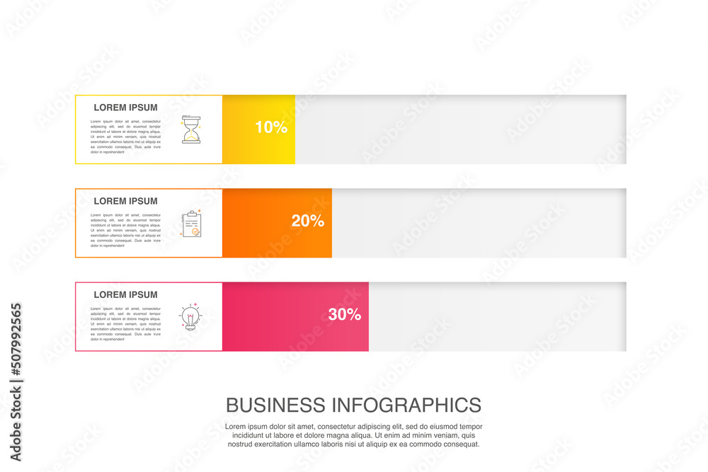 Vector infographic with 3 horizontal columns. Modern business concept ...