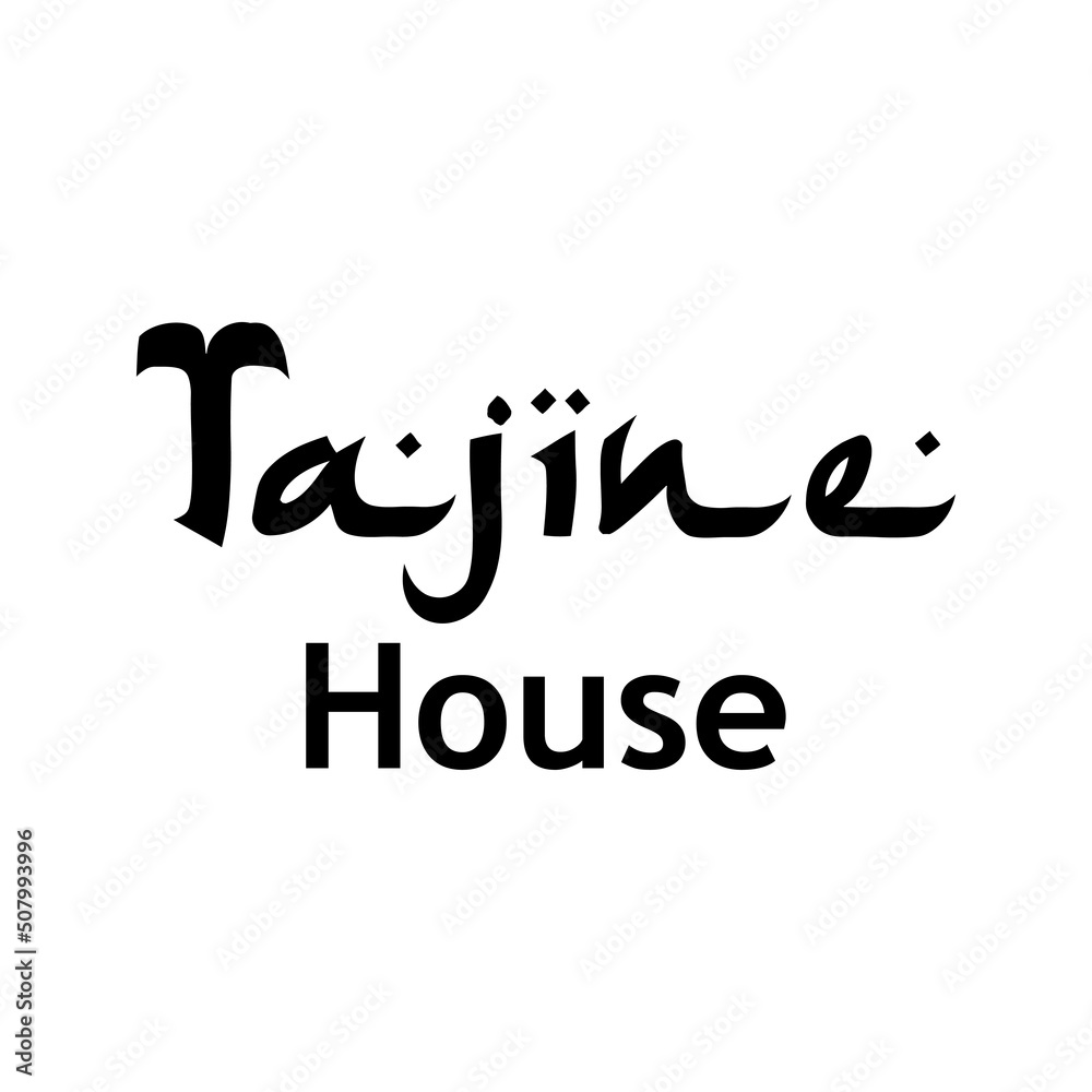Texto manuscrito Tajine House con letras estilo árabe para su uso en ...