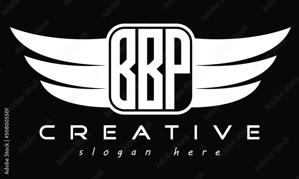 BBP three Letter Wings Flying Initial wing symbol minimalist creative ...