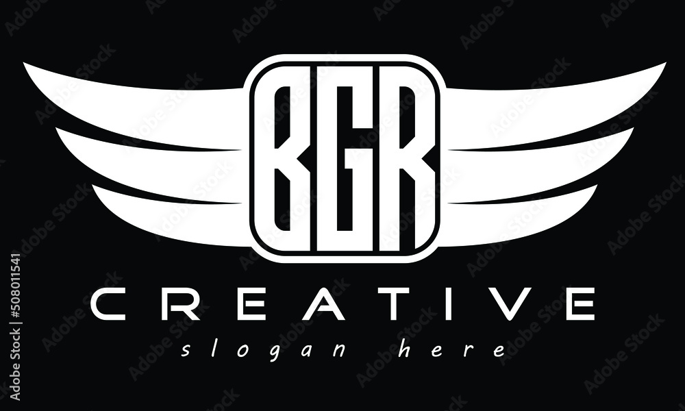 BGR three Letter Wings Flying Initial wing symbol minimalist creative ...