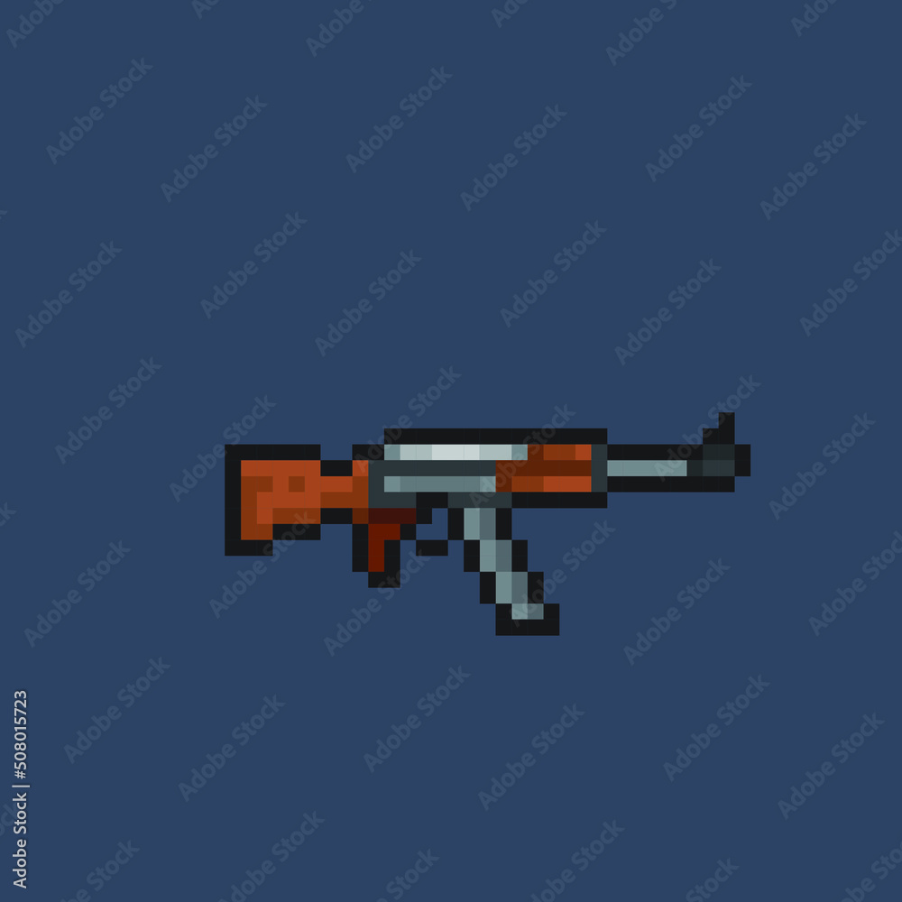 assault rifle in pixel art style Stock Vector | Adobe Stock