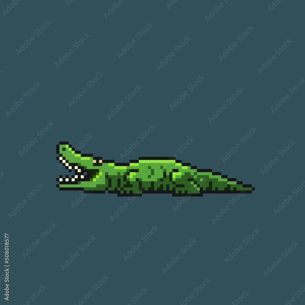 crocodile in pixel art style Stock Vector | Adobe Stock