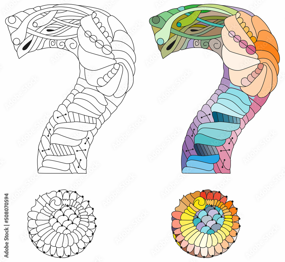 Vector Sketch Question Mark. Vector illustration for coloring. Stock ...