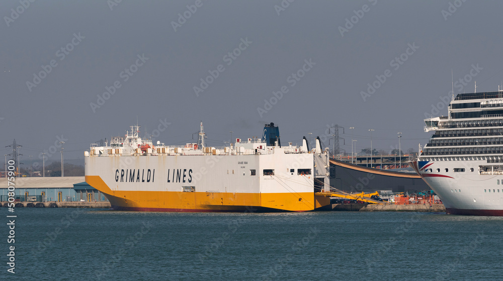 Southampton, England, UK. 2022. Vehicle carrier ship Grande Roma ...