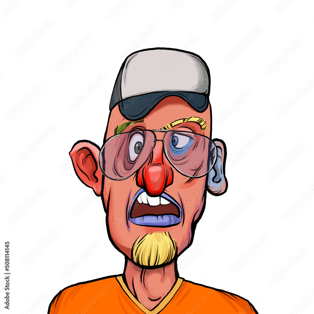 Caricature humor illustration of imaginary cartoon person with funny ...