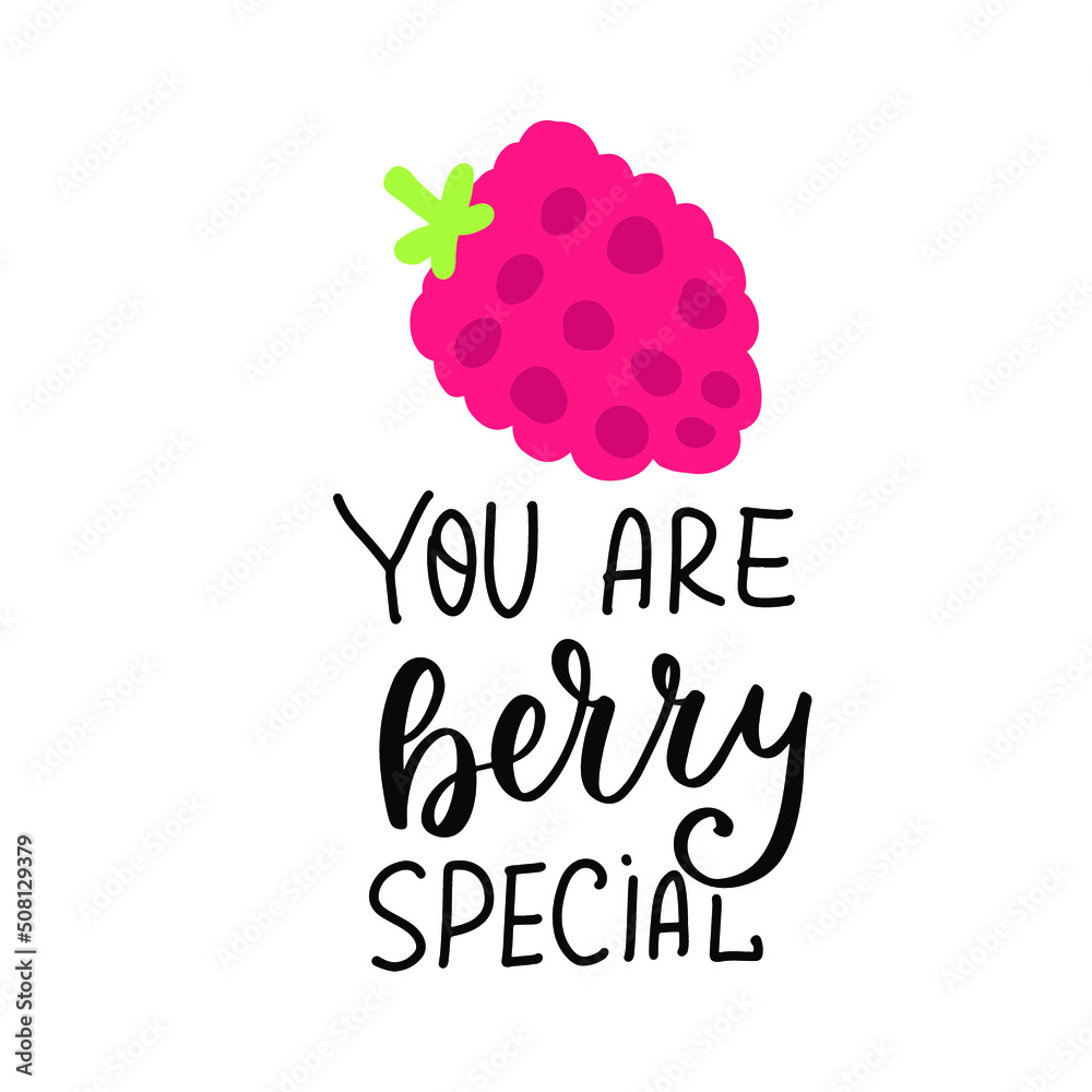 You are berry special. Funny food puns phrase. Hand drawn cartoon cute ...