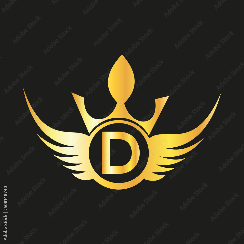 Letter D Queen Logo Design vector templet crown logo Elegant monogram ...