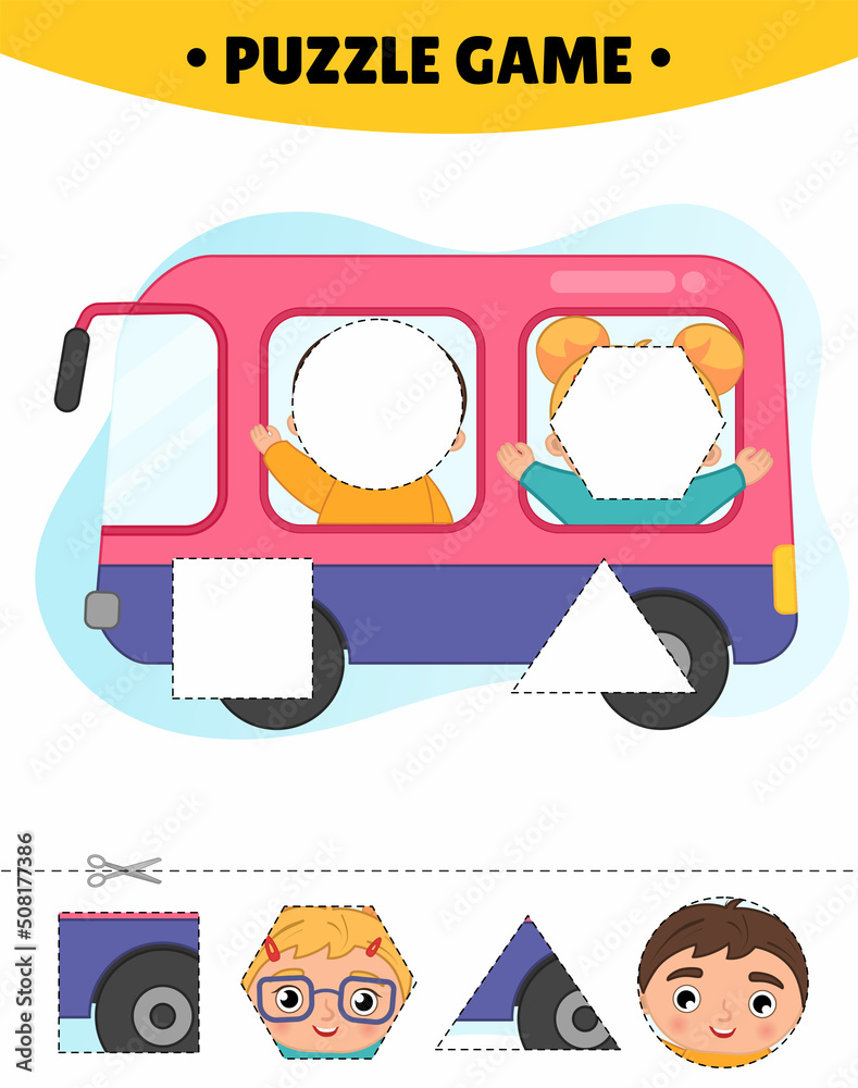Educational game for kids. The study of geometric shapes. Puzzles for ...