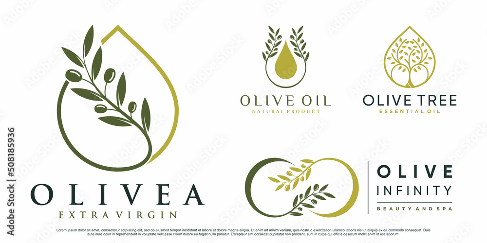 Set of olive tree and oil logo design vector illustration with creative ...