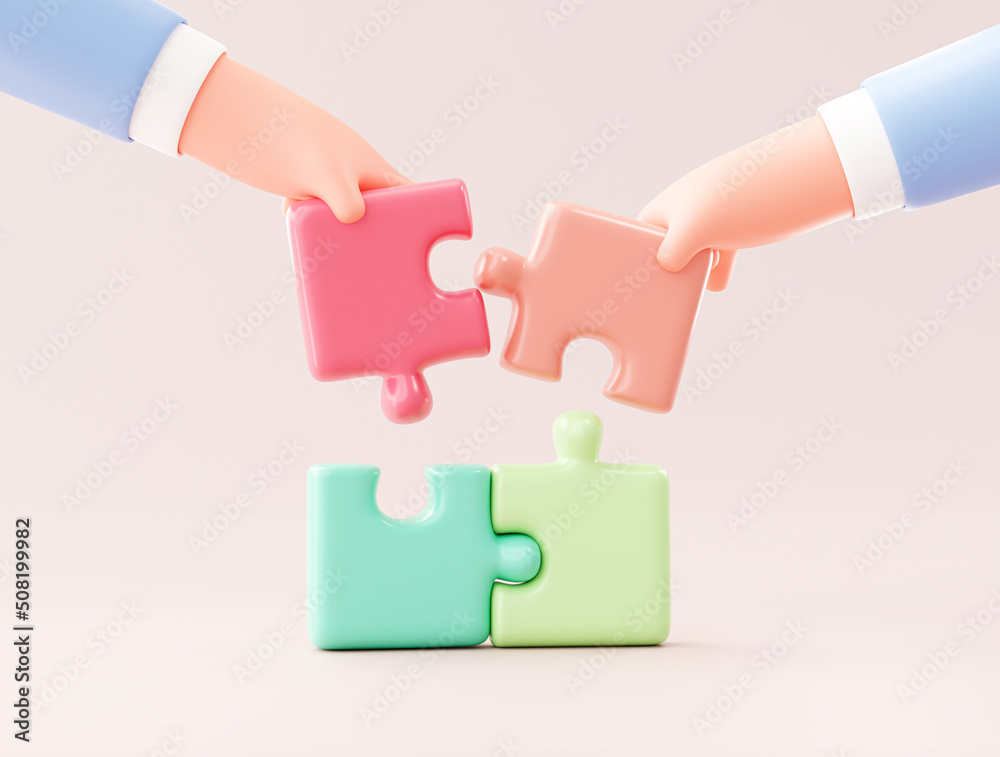 Jigsaw puzzle Symbol of teamwork Business Hand connecting partner ...